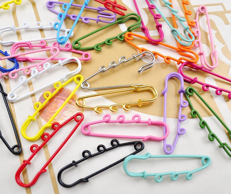 15 Colors,5pcs Colored Brooch Pin With 3 Loop, Enamel Metal Safety Pin ...