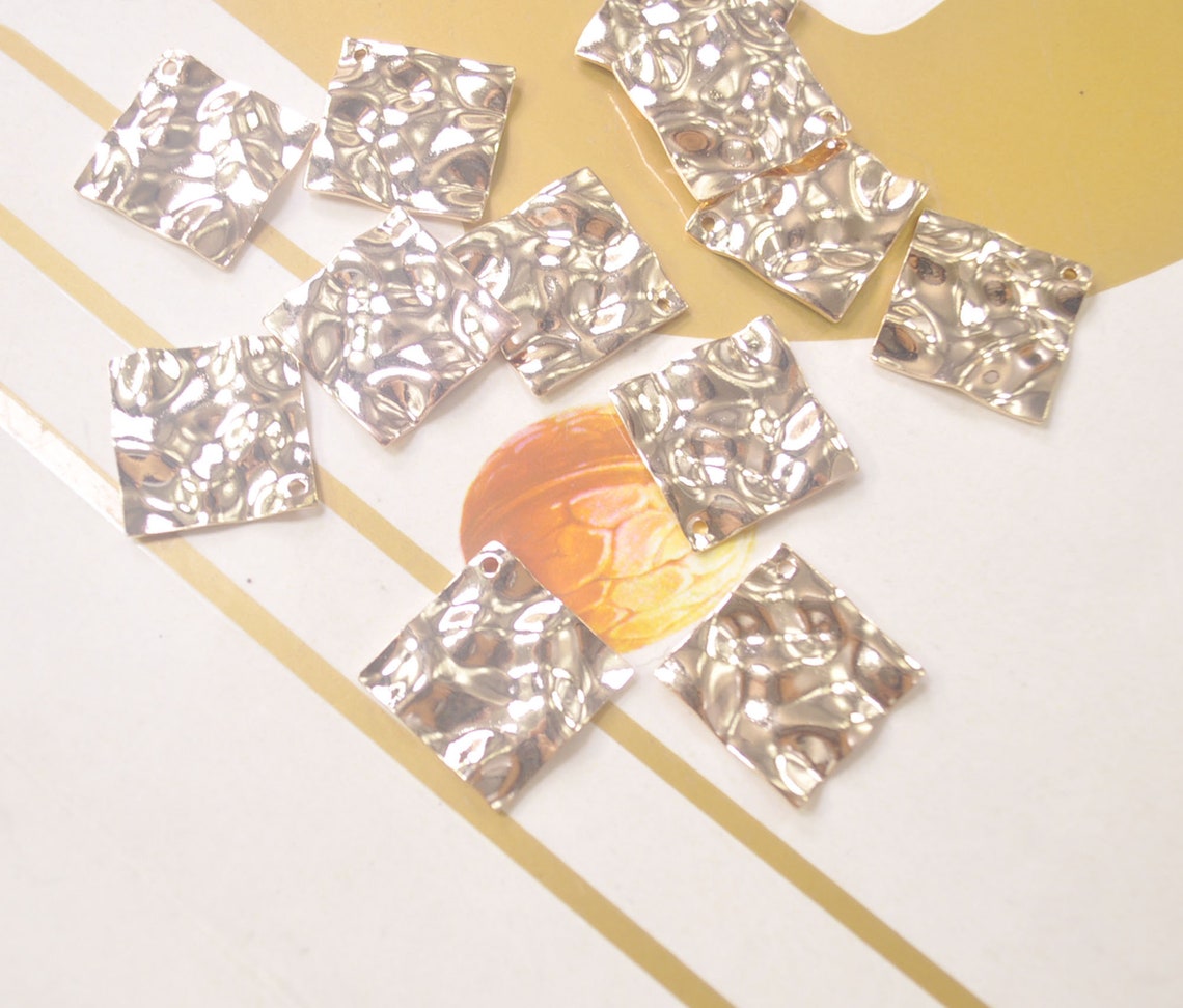 20pcs Light Gold Plated Square Shape Stamping Brass Charmlead - Etsy
