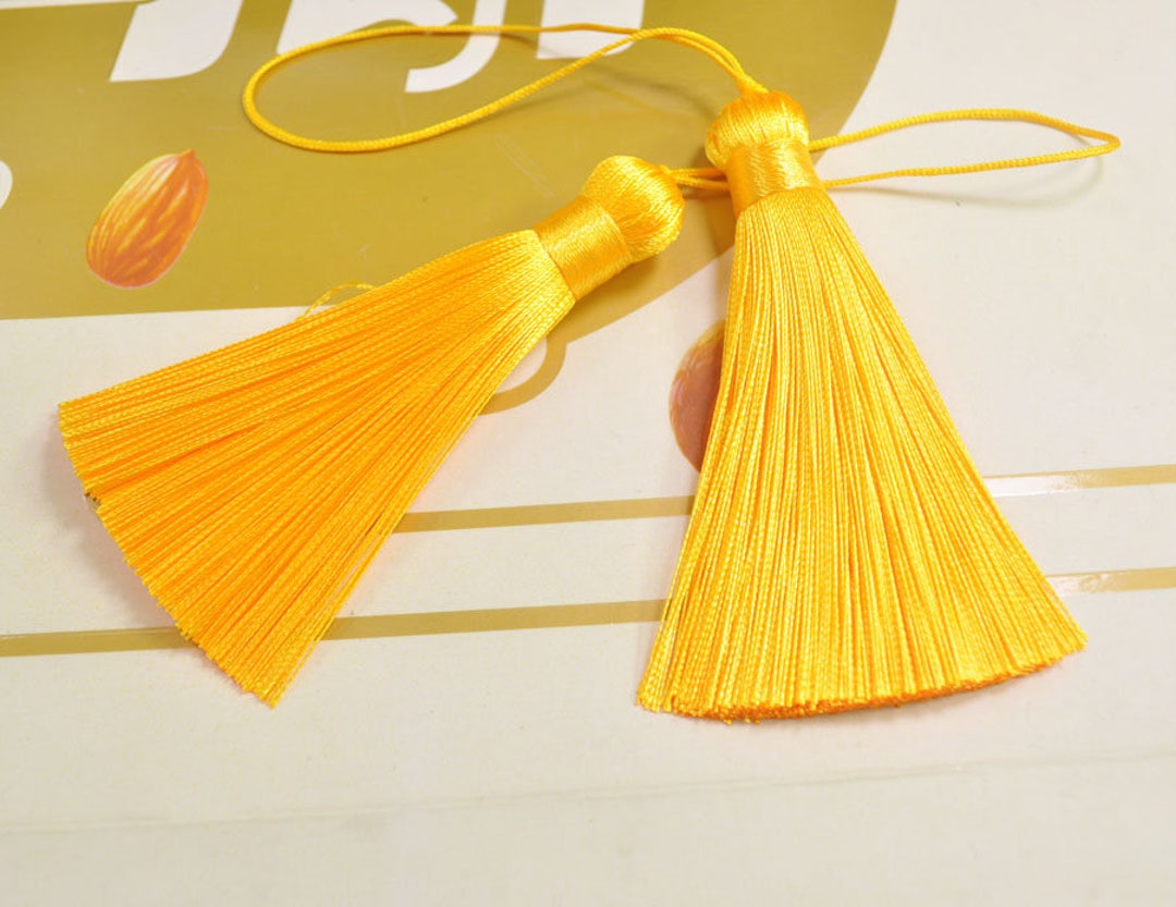 2pcs Yellow Tassels,82mm Long Silk Tassels,handmade Tassel,necklace ...