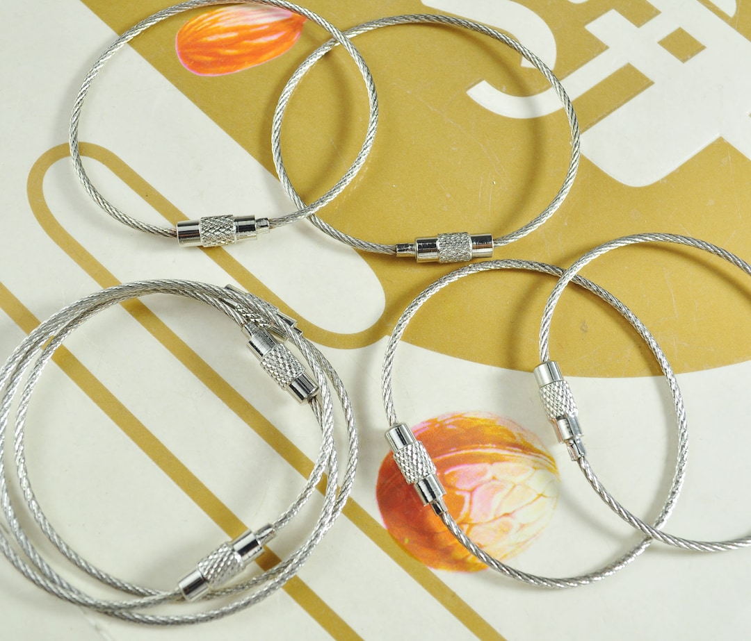 20pcs Silver Keyring,wire Keychain, Cable Stainless Steel, Cable Key ...
