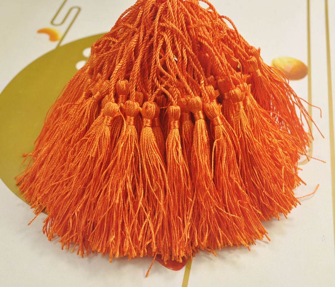 100pcs Orange Silk Tassels,3 Inch Silky Mini Tassels,hand Made Silk ...