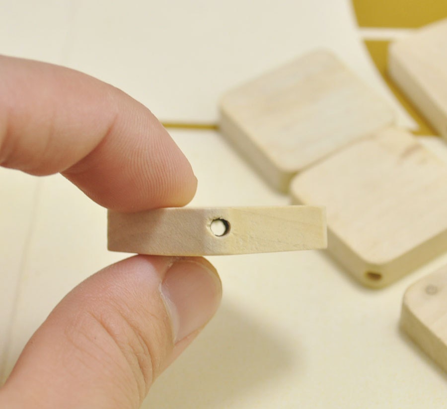 10pcs Unfinished Flat Square Wood Beads Findings ,natural Polyhedron ...