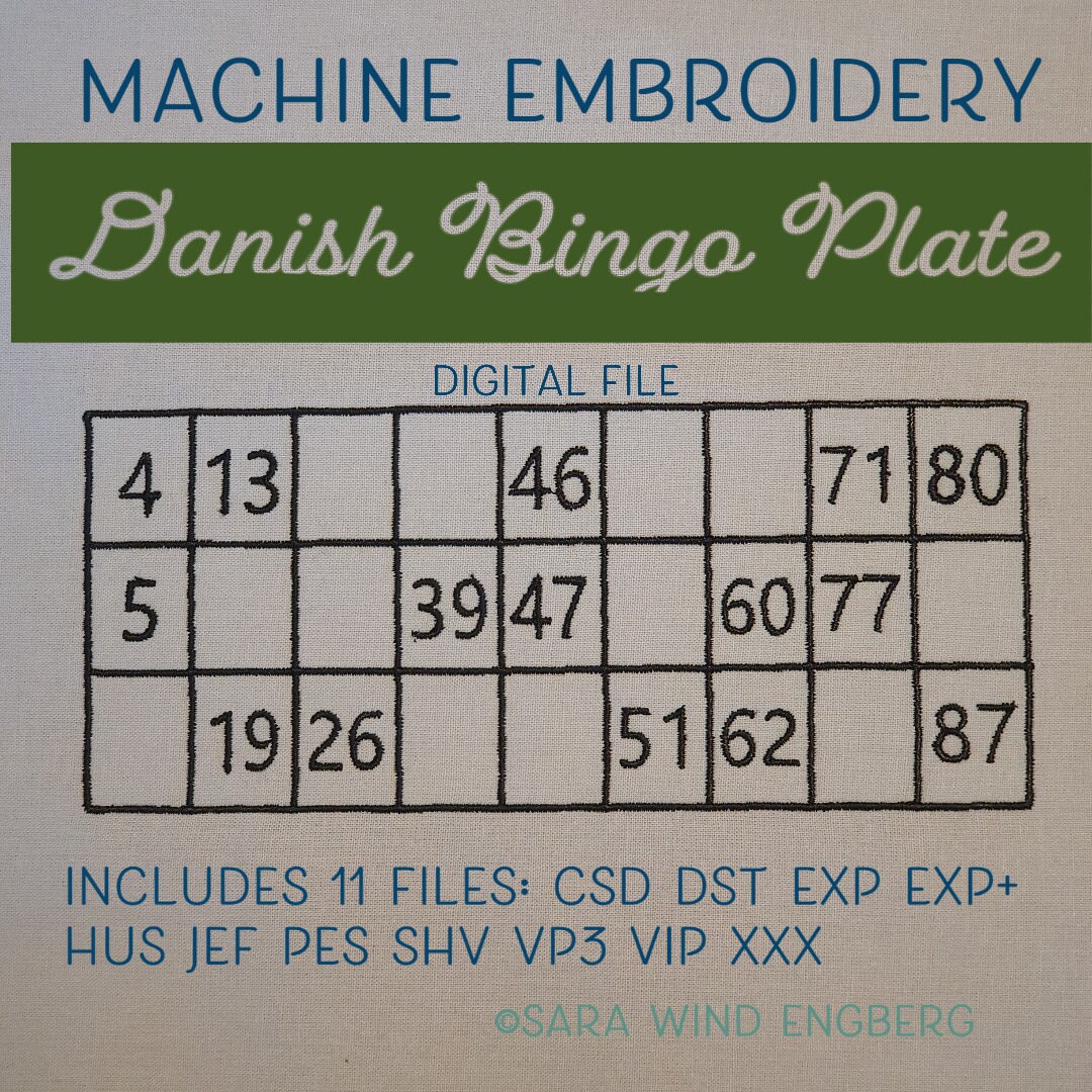 Danish Bingo Plate Machine Embroidery / Dansk Bingoplade Maskinbroderi ...