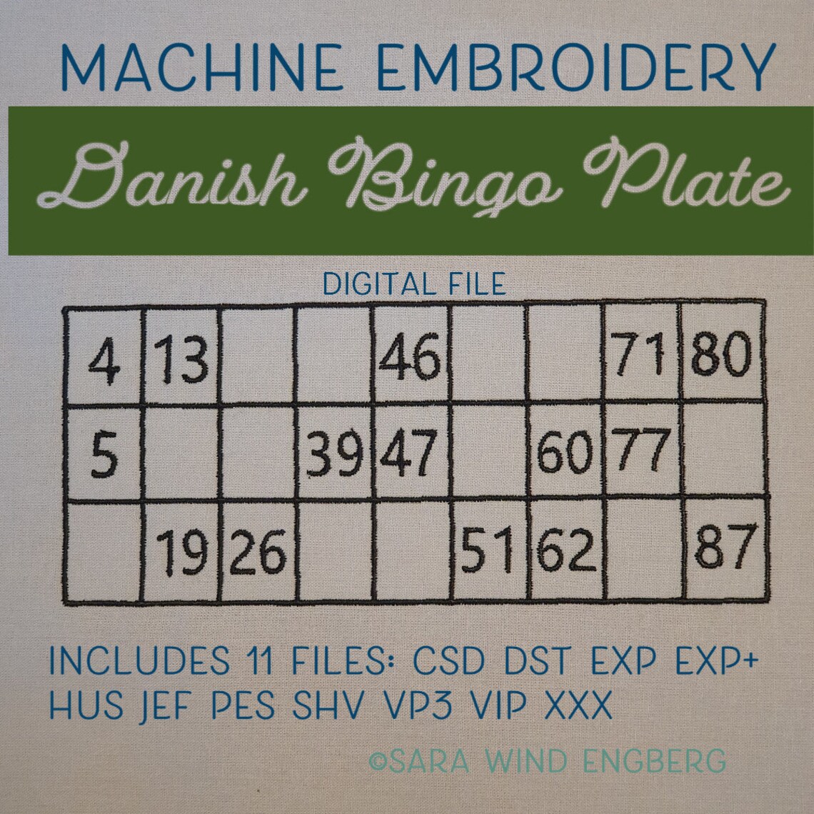 Danish Bingo Plate Machine Embroidery / Dansk Bingoplade - Etsy Denmark