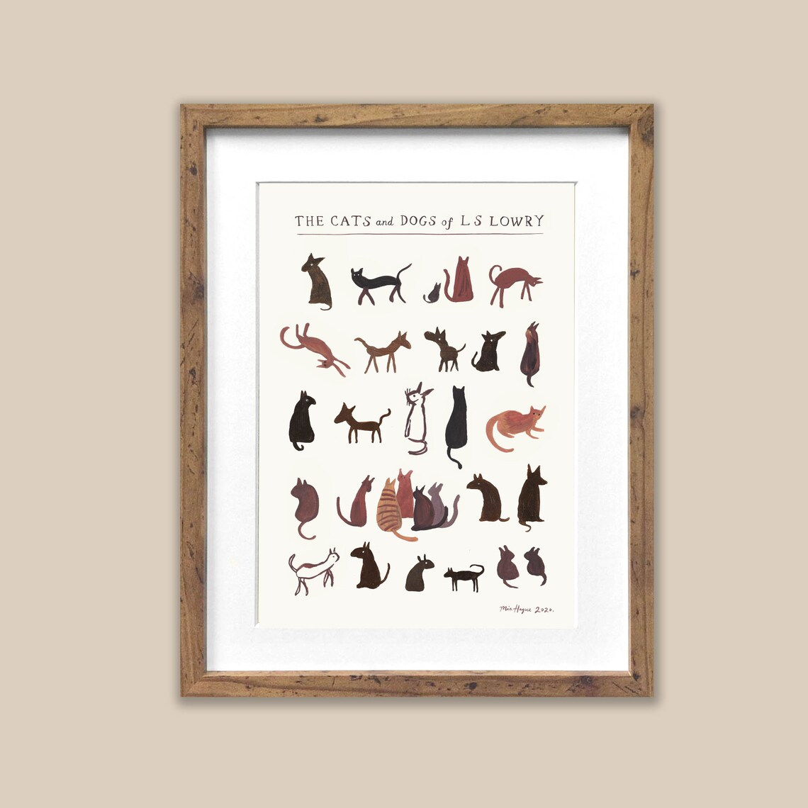 Cats AND Dogs of L S Lowry Print Cat and Dog Print L S | Etsy UK