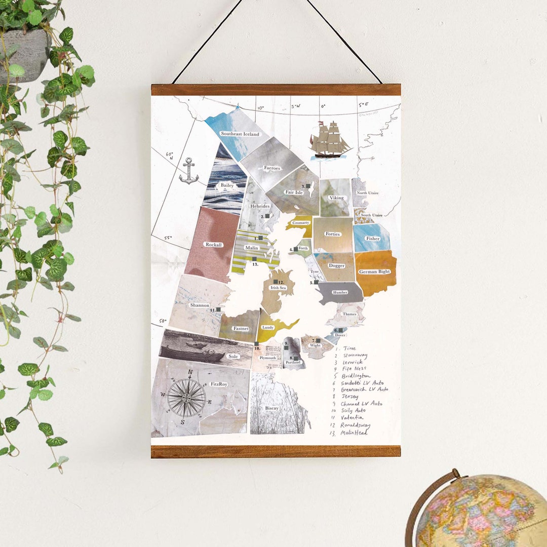The Shipping Forecast, Print, Map Print, British Isles Print, Sea Print ...