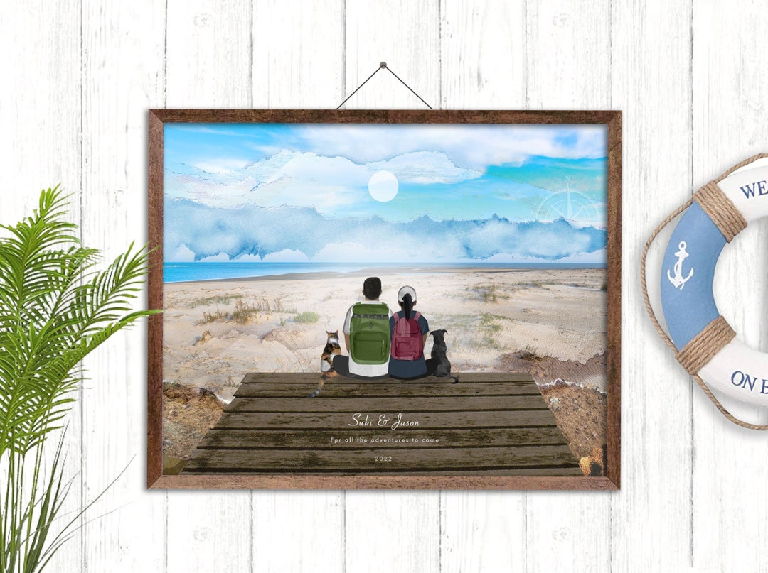 Personalised BEACH PRINT, Wedding Gift, Couples Beach Print, Family ...