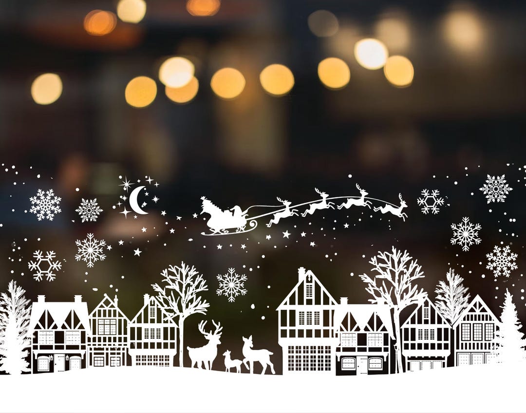 Christmas Window Decal Download - Winter Scene Decal - Christmas Scene ...