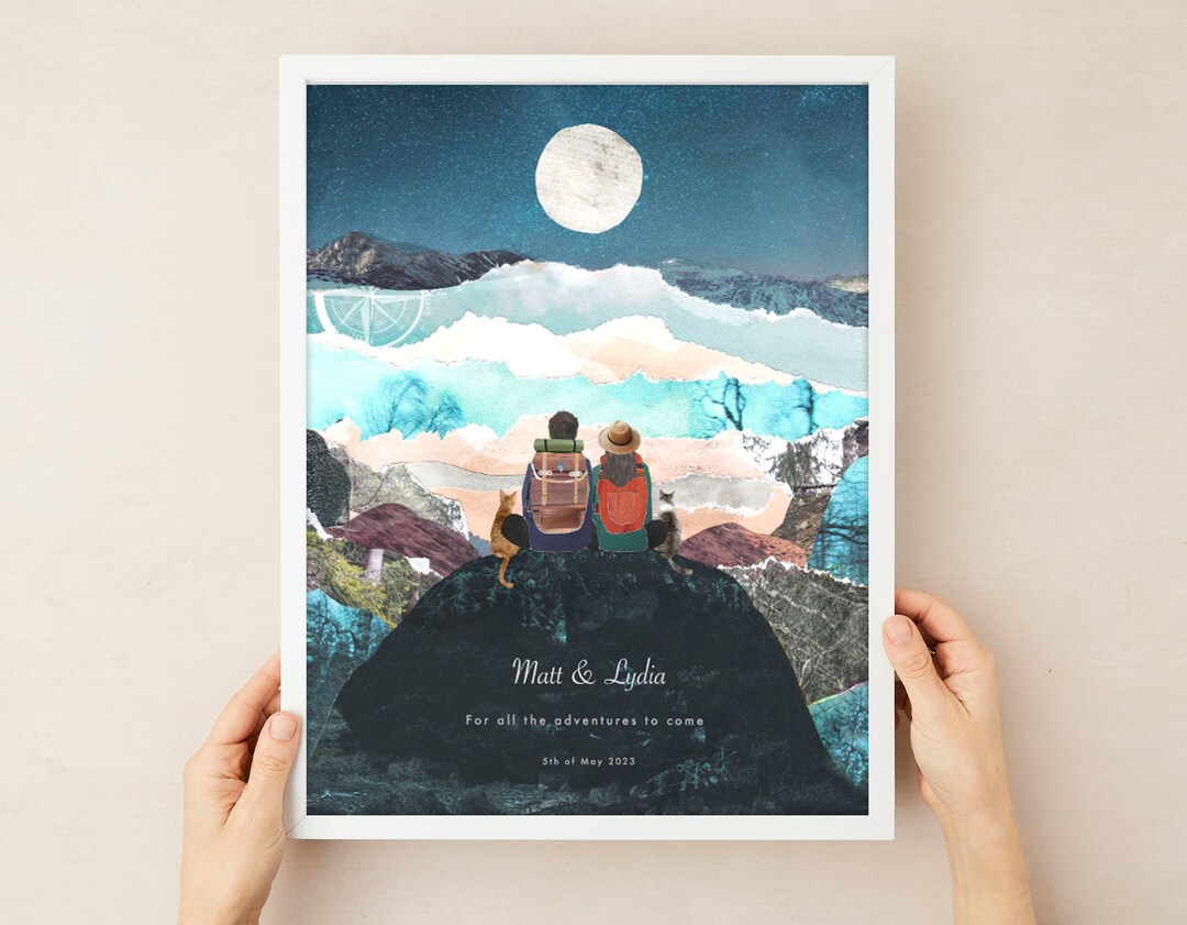 Personalised Adventure Print, Wedding Gift Art, Traveller, Custom ...