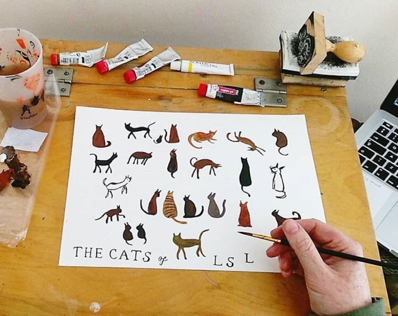 The Cats of L S Lowry | Print | Wall Art | Cat Print | in the Style of ...