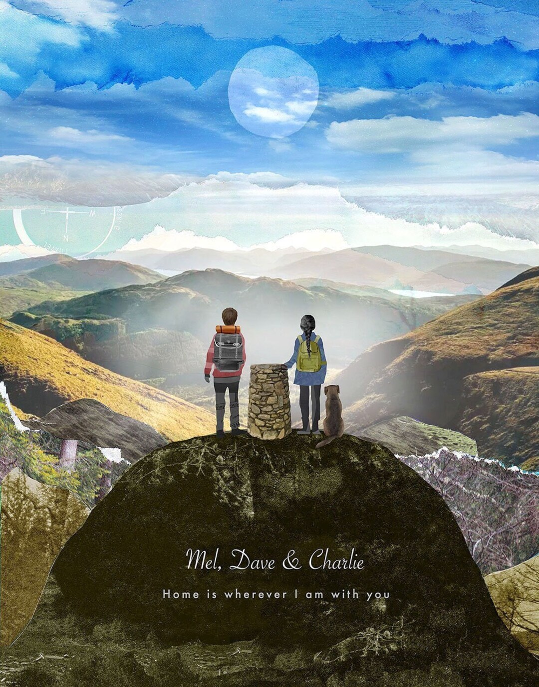 Personalised Trig Point Print, Custom Trig Point Gift, Adventure Family ...