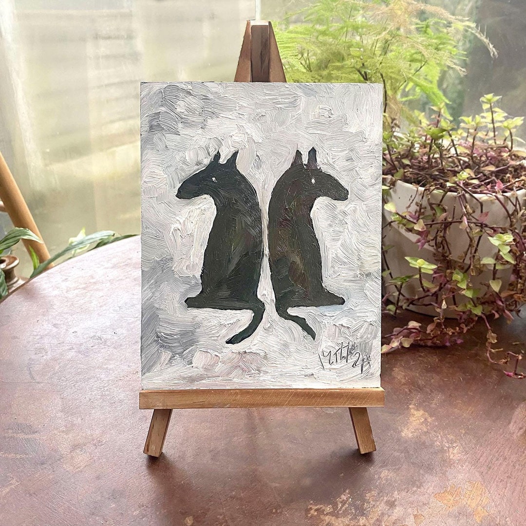 Original Painting Manner of Lowry Dogs on Easel. Dogs of Lowry ...