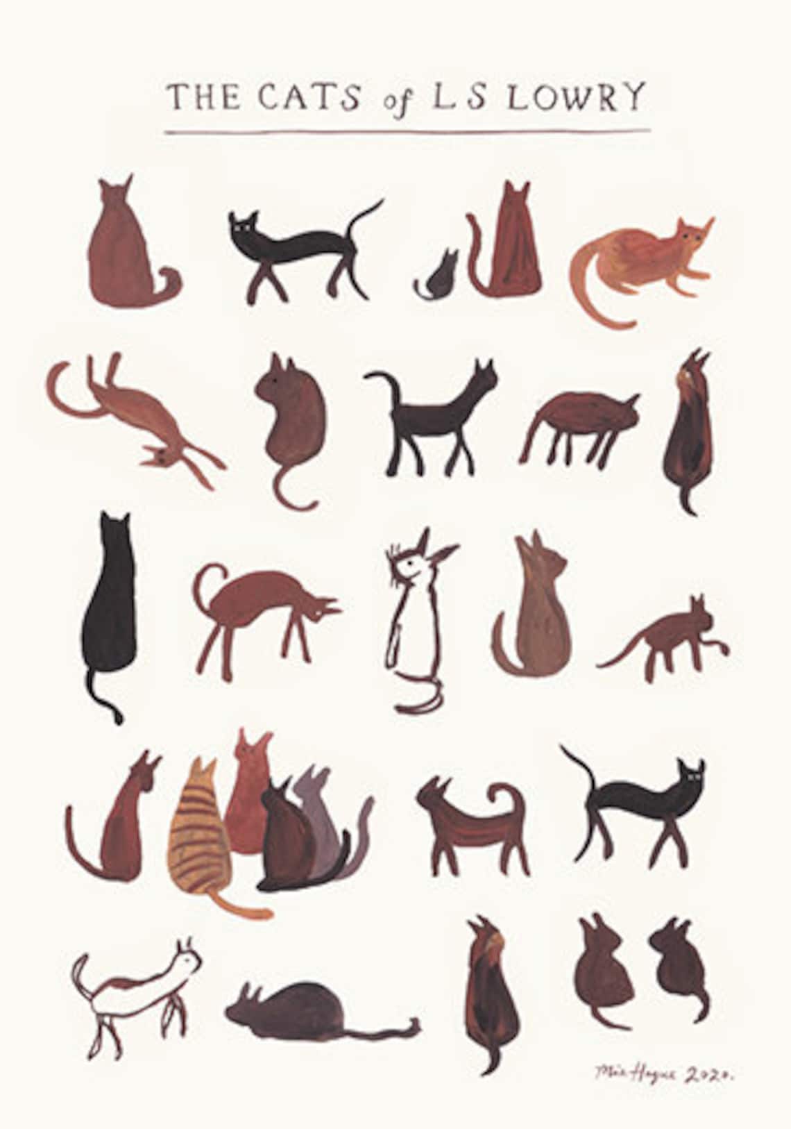 The Cats of L S Lowry Print Wall Art Cat Print in the - Etsy