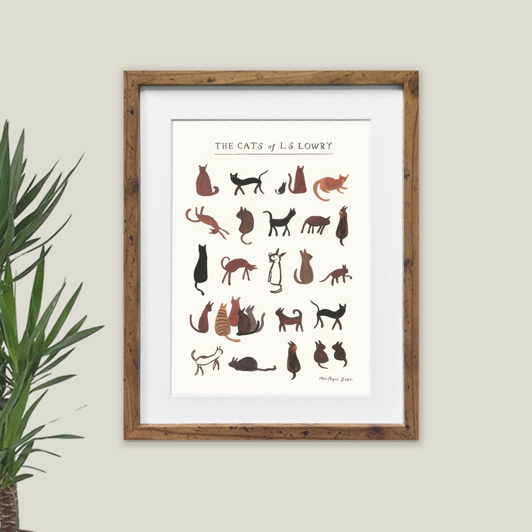 The Cats of L S Lowry Print Wall Art Cat Print in the Style of L S ...