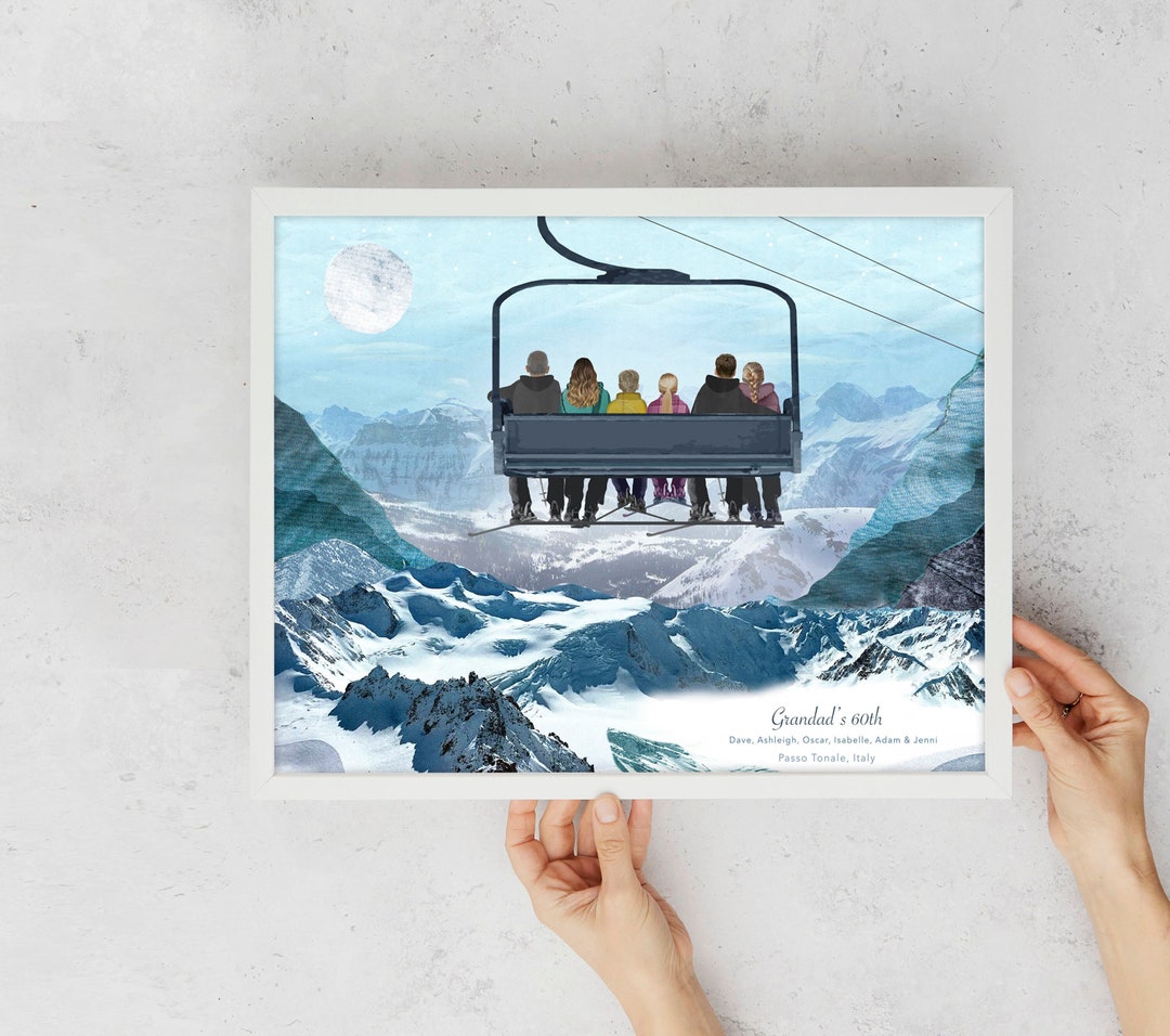 Custom Family Ski Lift Print, Personalised Snowboarder Gift, Ski Art ...