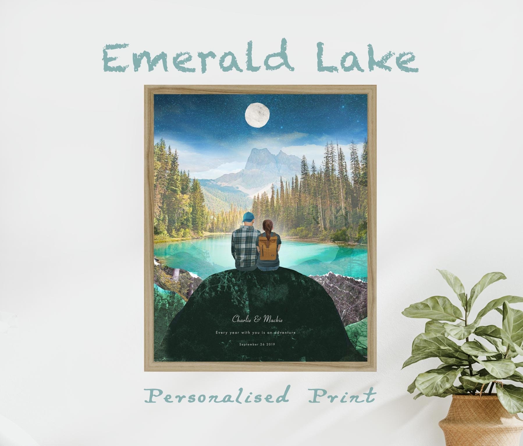 Personalised EMERALD LAKE Print Emerald Lake Wedding Gift - Etsy