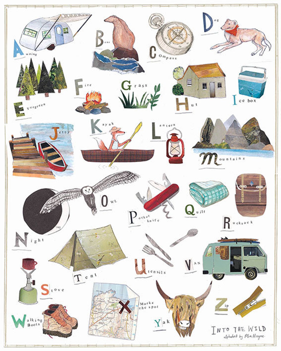 Adventure Outdoors Alphabet Print Nursery Print Kids - Etsy