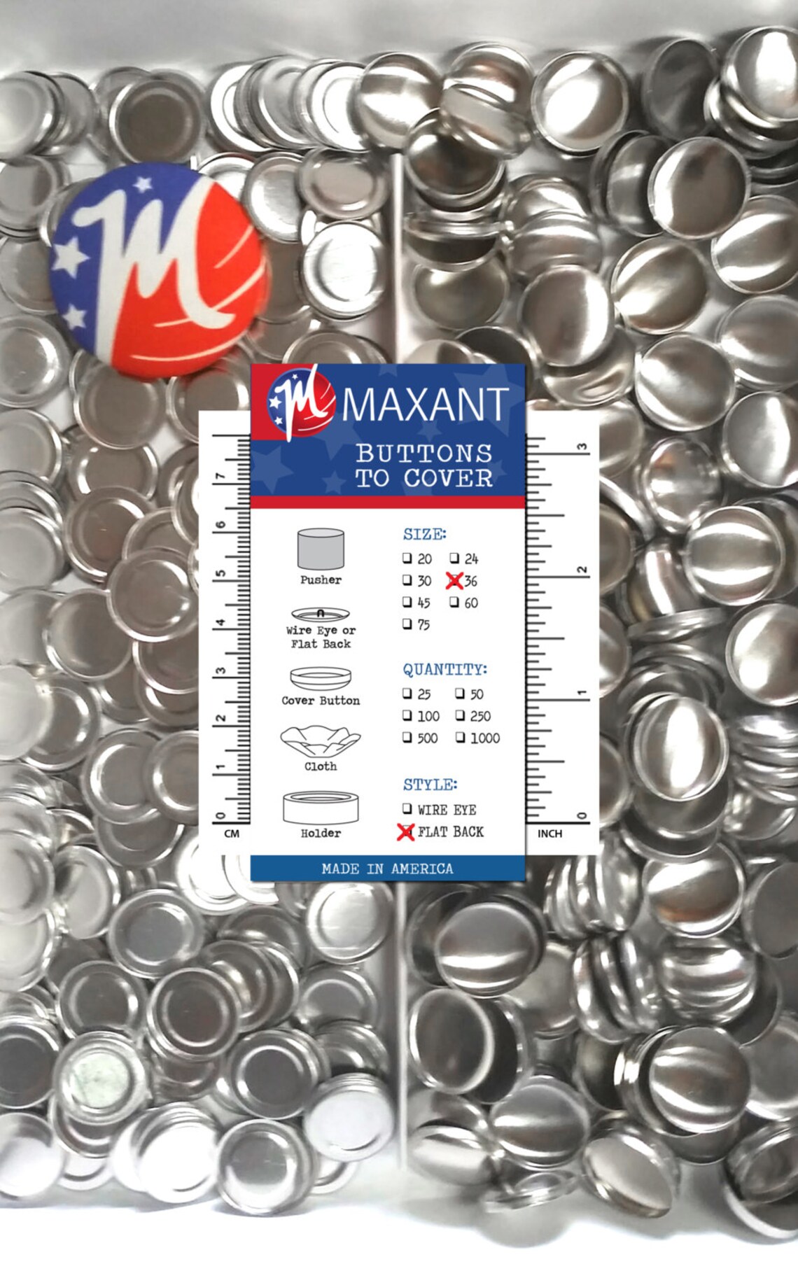 Cover Buttons 7 Sizes 100 Pack US Made - Etsy