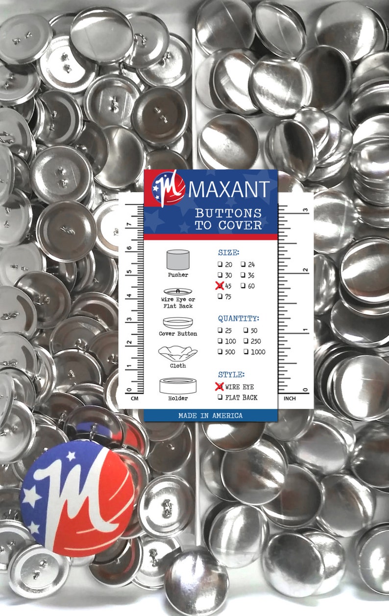 100 45 Self Covered Fabric Buttons Cover Buttons by Maxant - Etsy