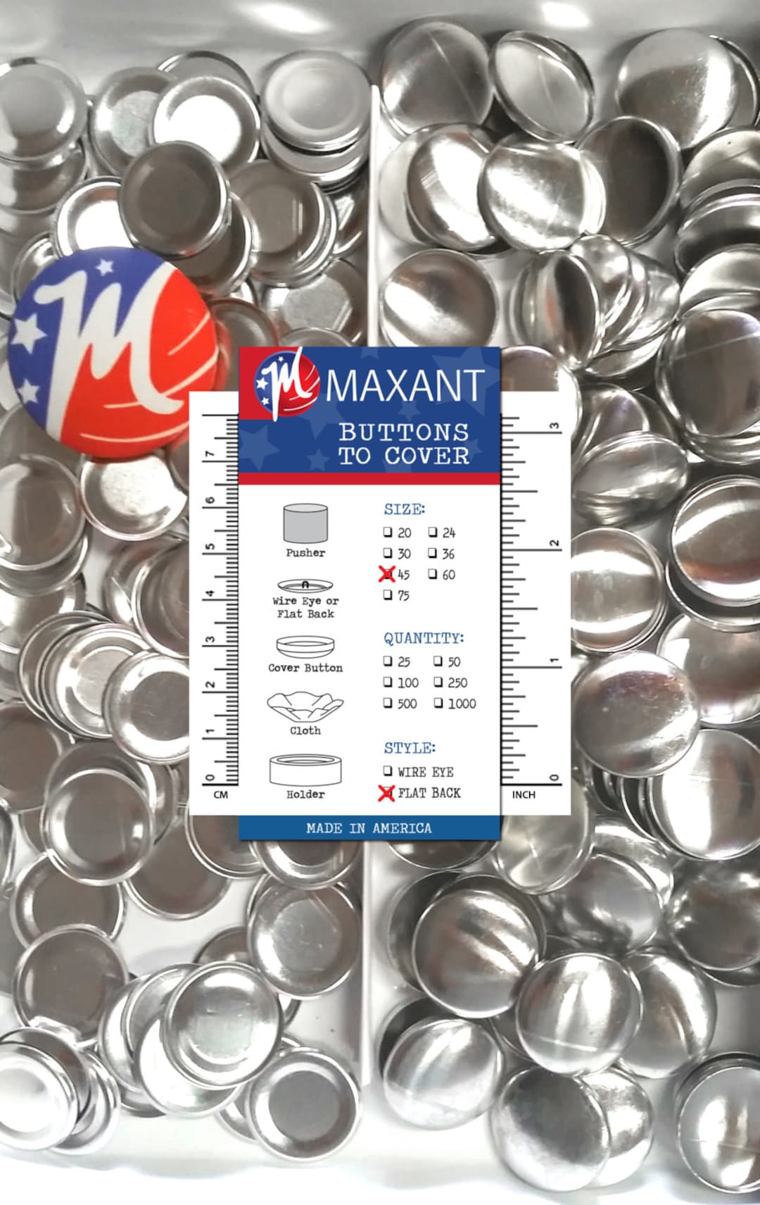 100 45 Self Covered Fabric Buttons Cover Buttons by Maxant US ...