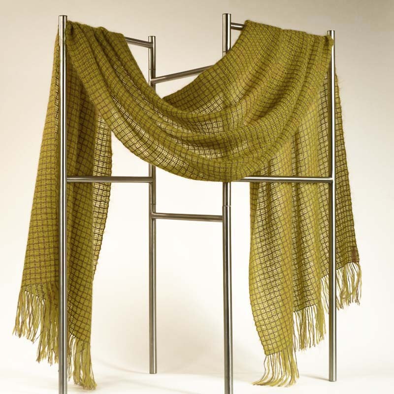 Handwoven Green and Tan Shawl. Elegant, Chartreuse and Beige Shawl ...