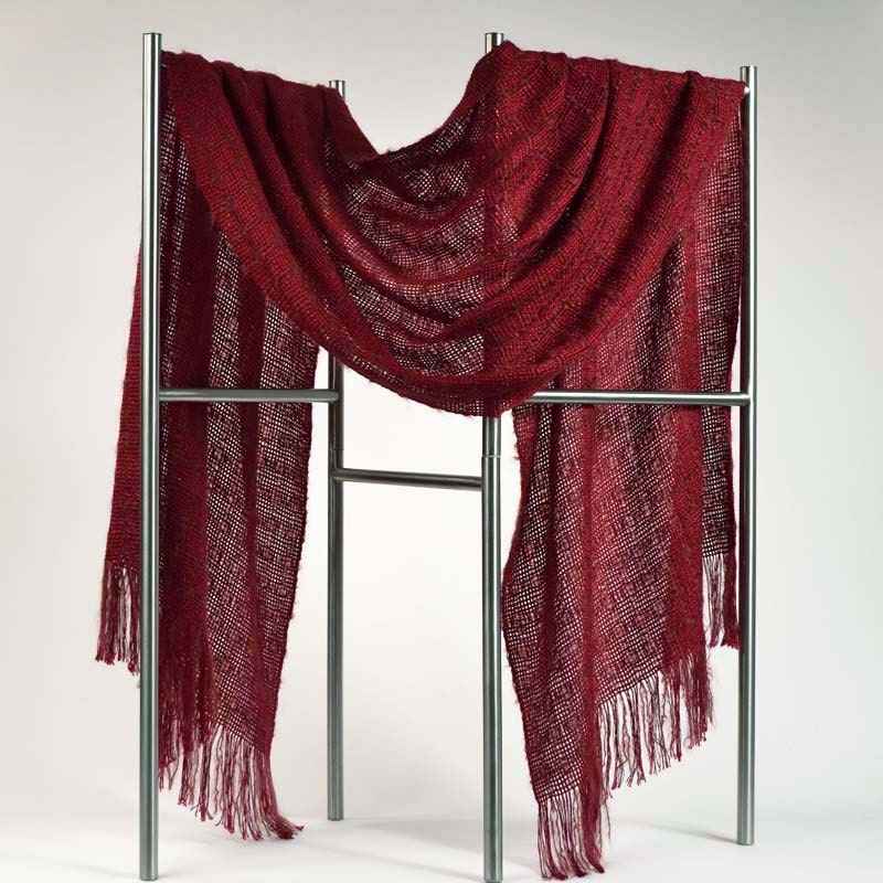 Handwoven Shawl, Large Scarf in Dark Red Mohair and Tencel. Handwoven ...