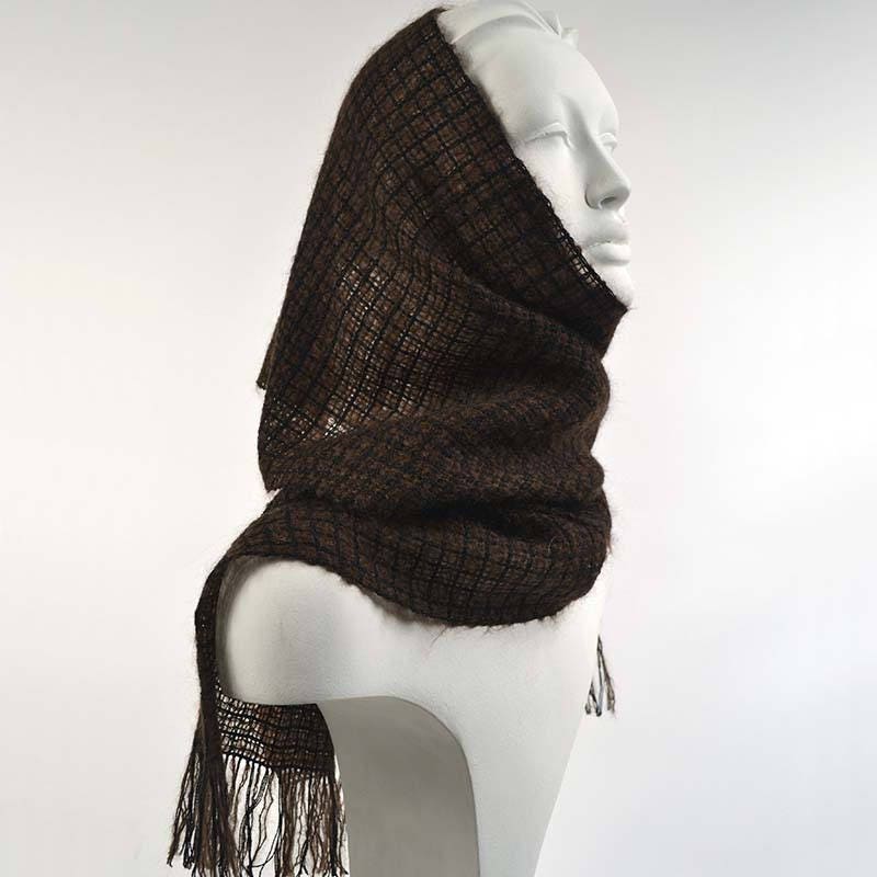 Handwoven Scarf in Dark Brown Kidmohair and Black Tencel. Kidmohair ...