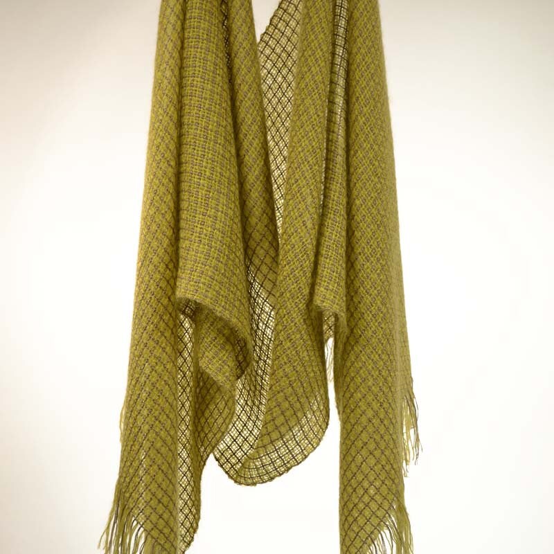 Handwoven Green and Tan Shawl. Elegant, Chartreuse and Beige Shawl ...