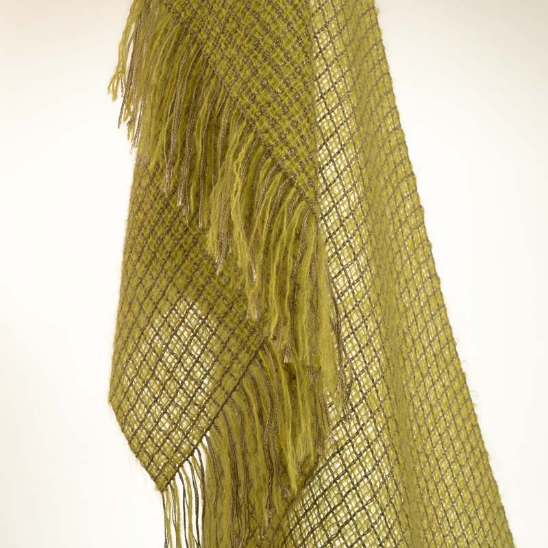 Handwoven Green and Tan Shawl. Elegant, Chartreuse and Beige Shawl ...