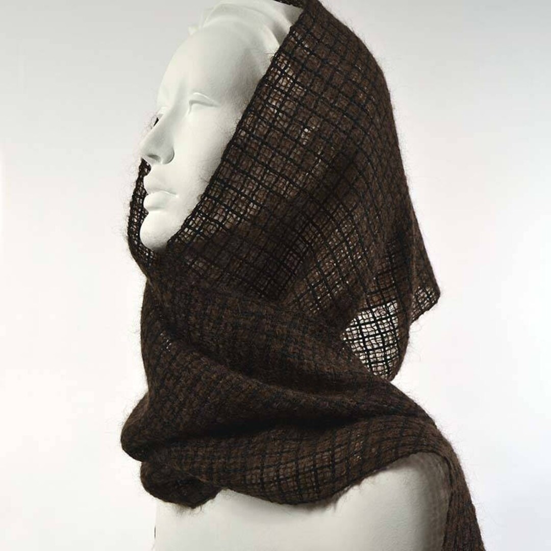 Handwoven Scarf in Dark Brown Kidmohair and Black Tencel. Kidmohair ...