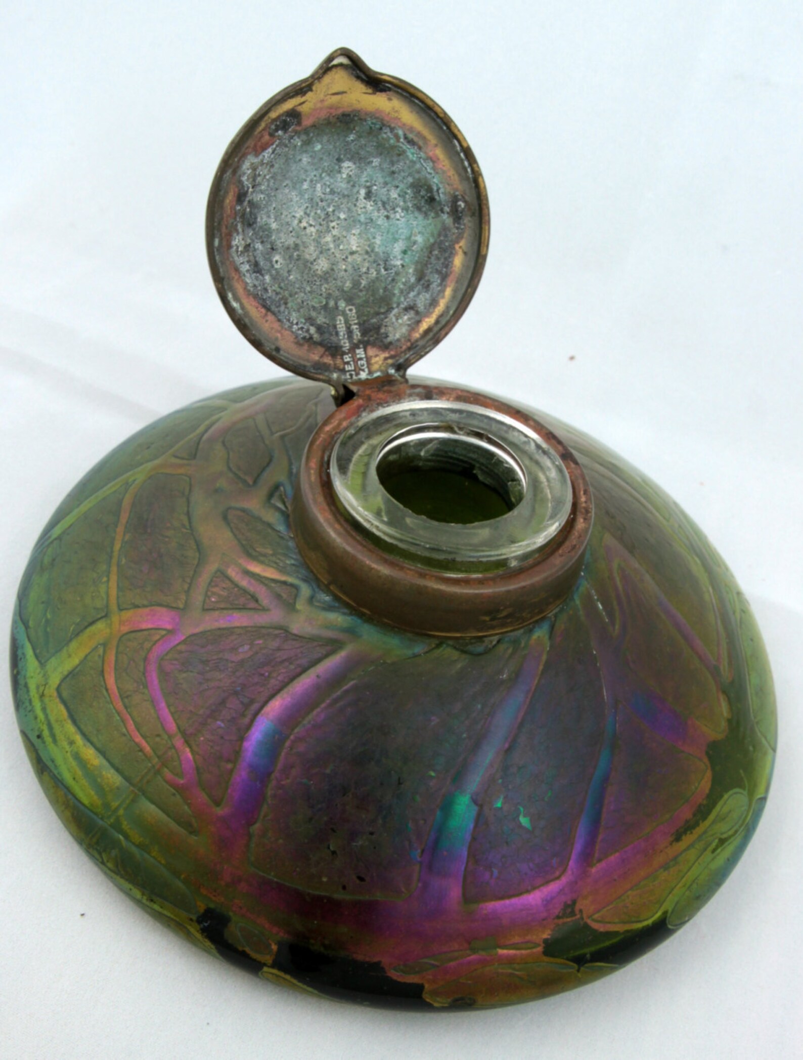 Kralik Glass Kralik Pampas Inkwell in EMERALD GREEN Secessionist Loetz ...