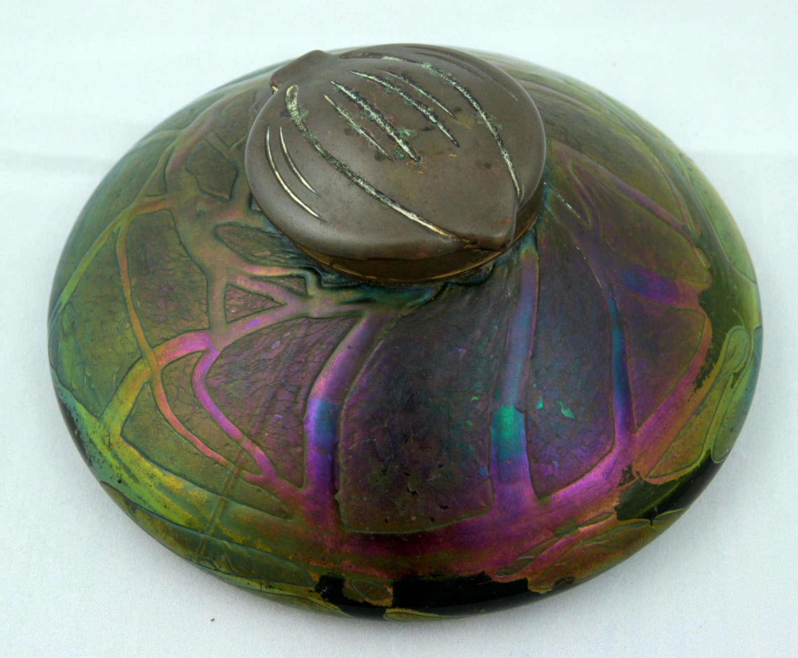 Kralik Glass Kralik Pampas Inkwell in EMERALD GREEN Secessionist Loetz ...