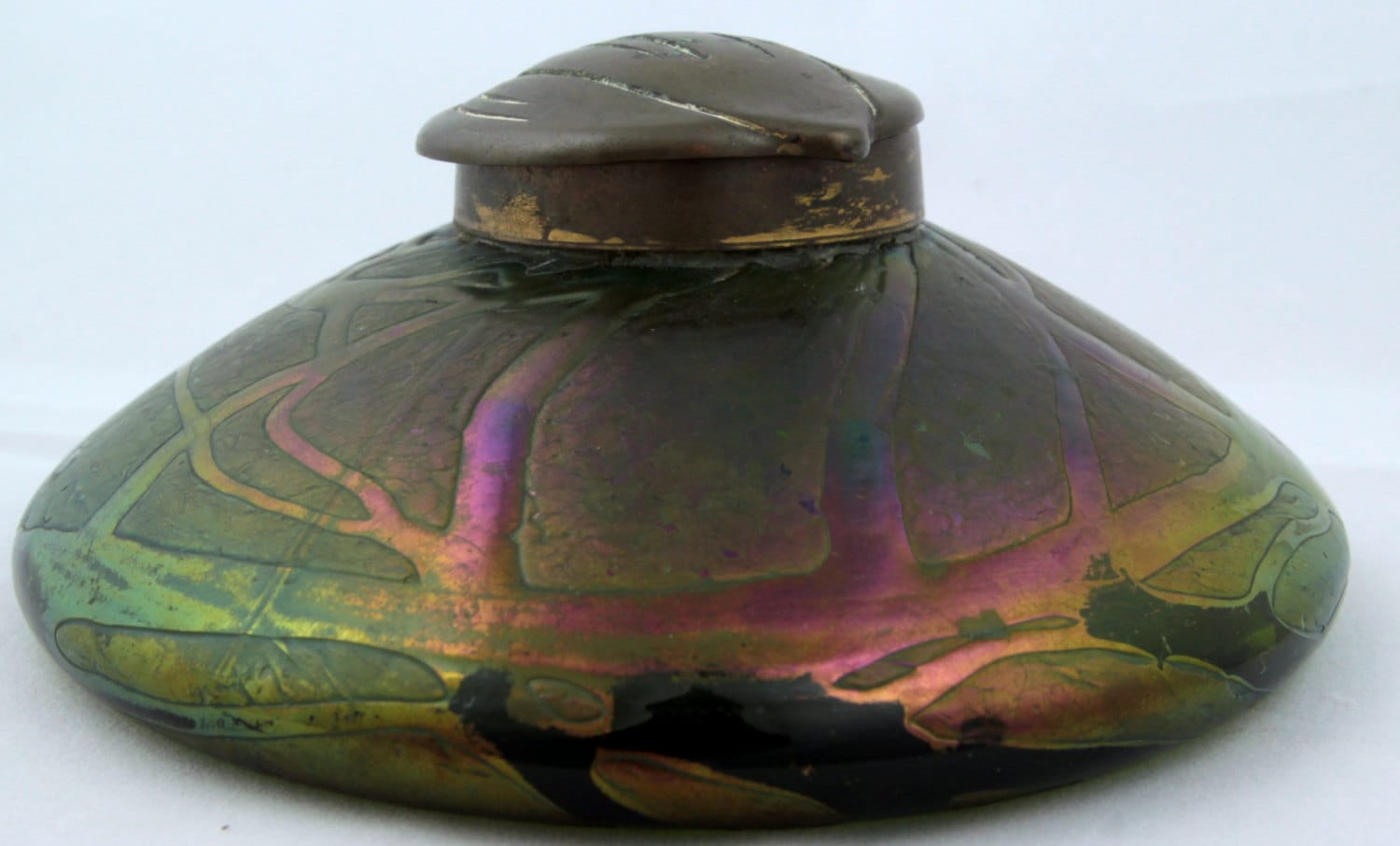 Kralik Glass Kralik Pampas Inkwell in EMERALD GREEN Secessionist Loetz ...