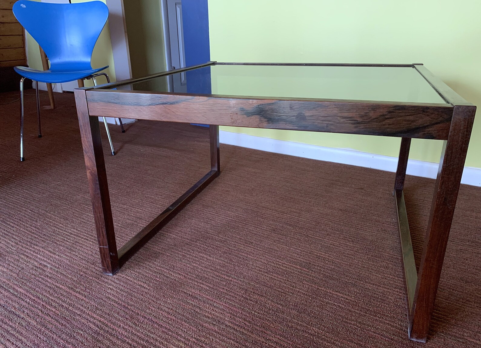 Vintage MCM Coffee Table Mid Century Modern Danish Rosewood Glass ...