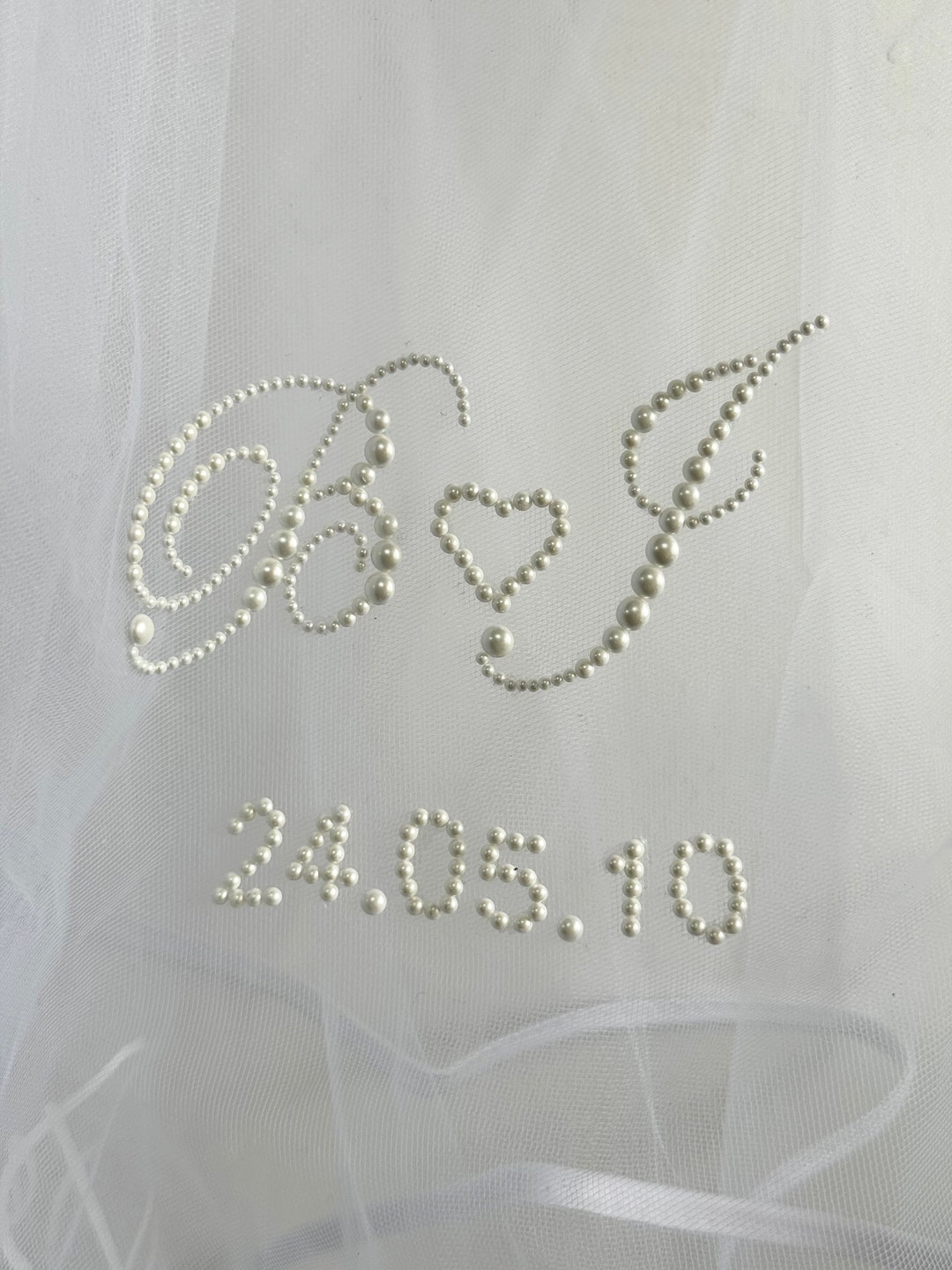 Personalised Veil With Pearls, Custom Veil With Phrases, Words, Letters ...