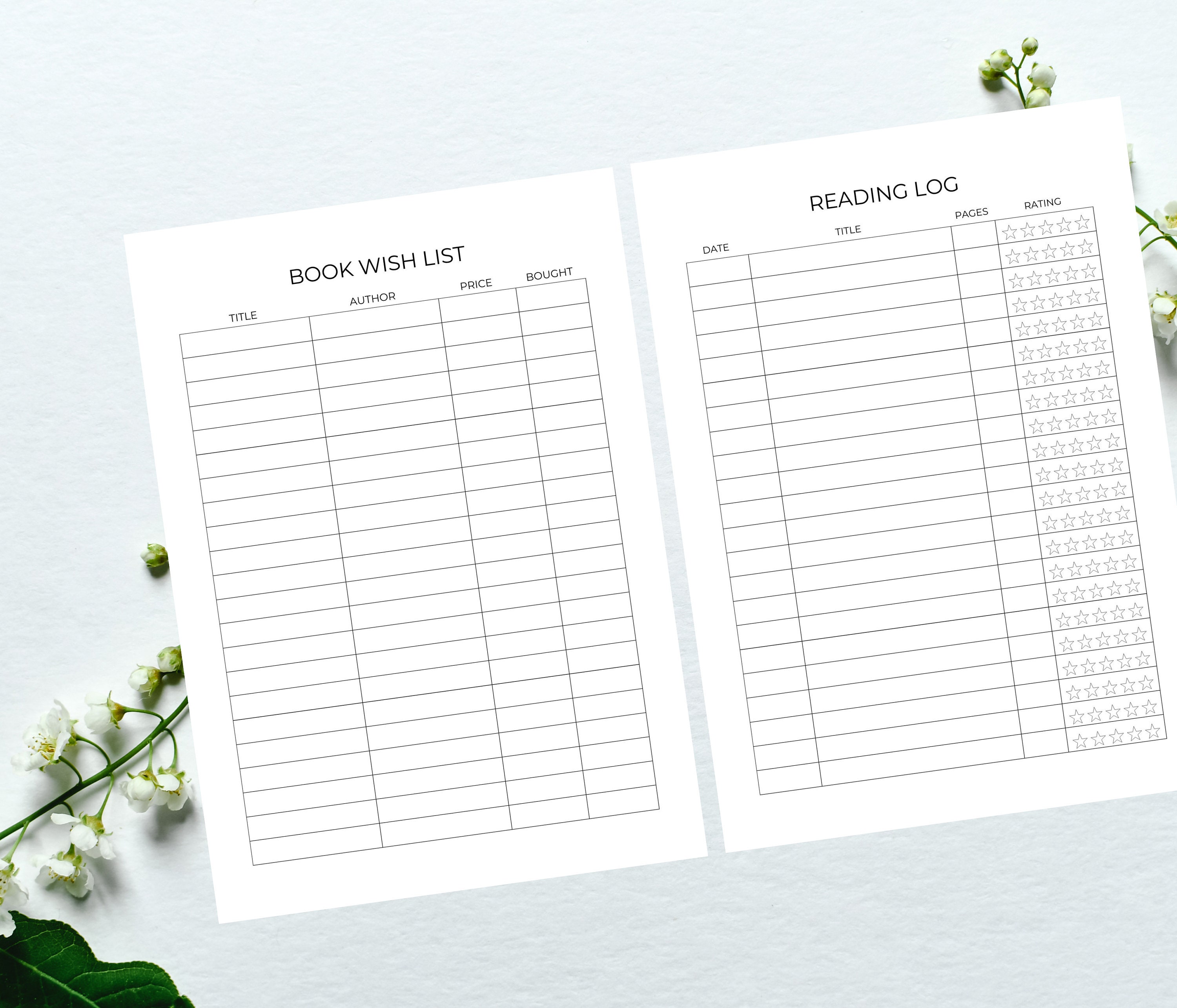 Reading Tracker Printable Book Wishlist Book Log - Etsy