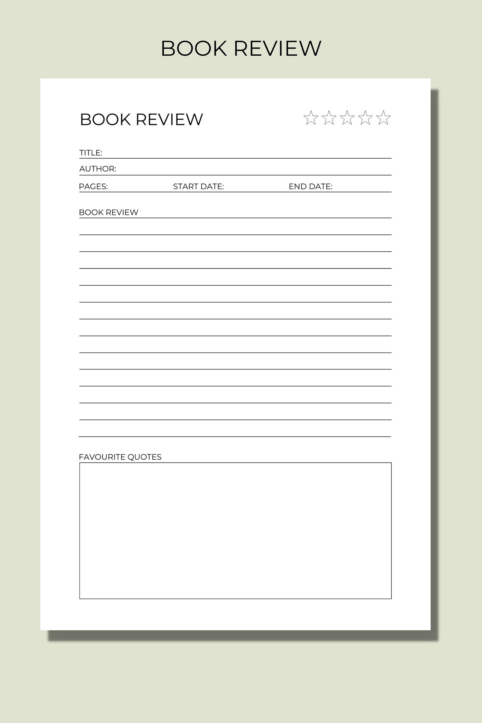 Reading Log Printable & Book Review, A4/a5/letter/half Printable PDF - Etsy