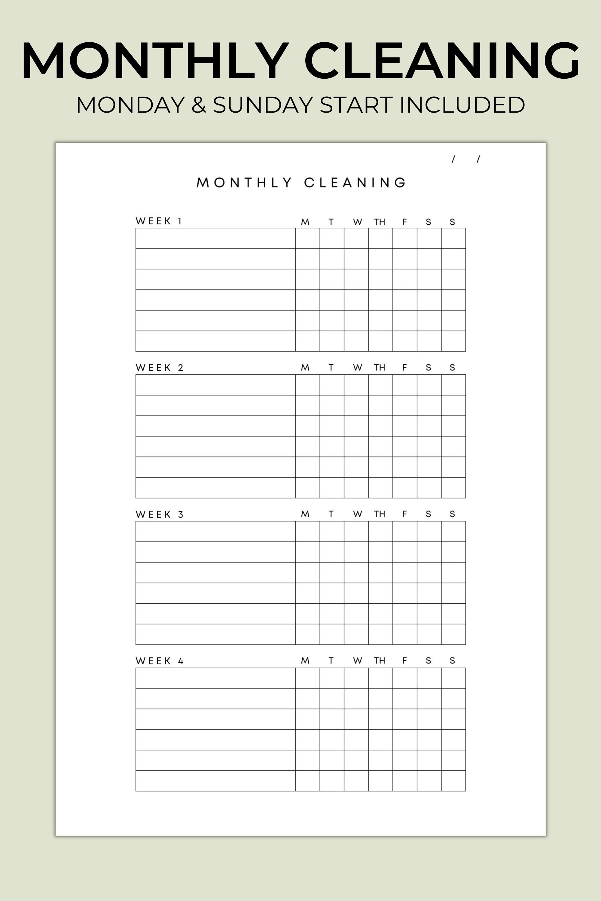 ADHD Cleaning Schedule, Adult Chore Chart, A4/a5/letter/half Printable ...
