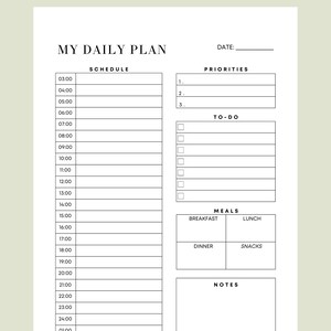 24 Hour Daily Planner Printable, Military Time Blocking Template, Work ...