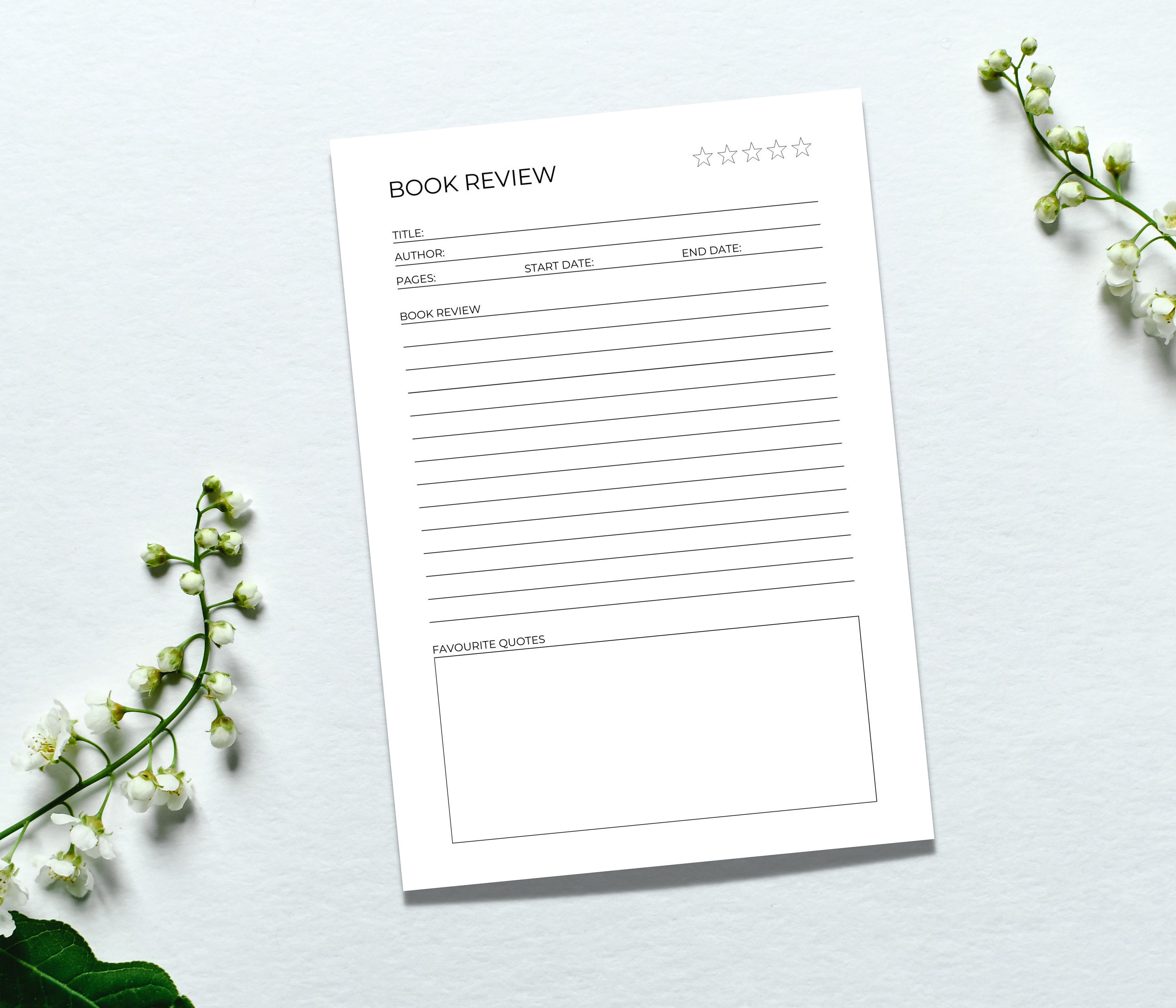 Reading Log Printable & Book Review, A4/a5/letter/half Printable PDF - Etsy