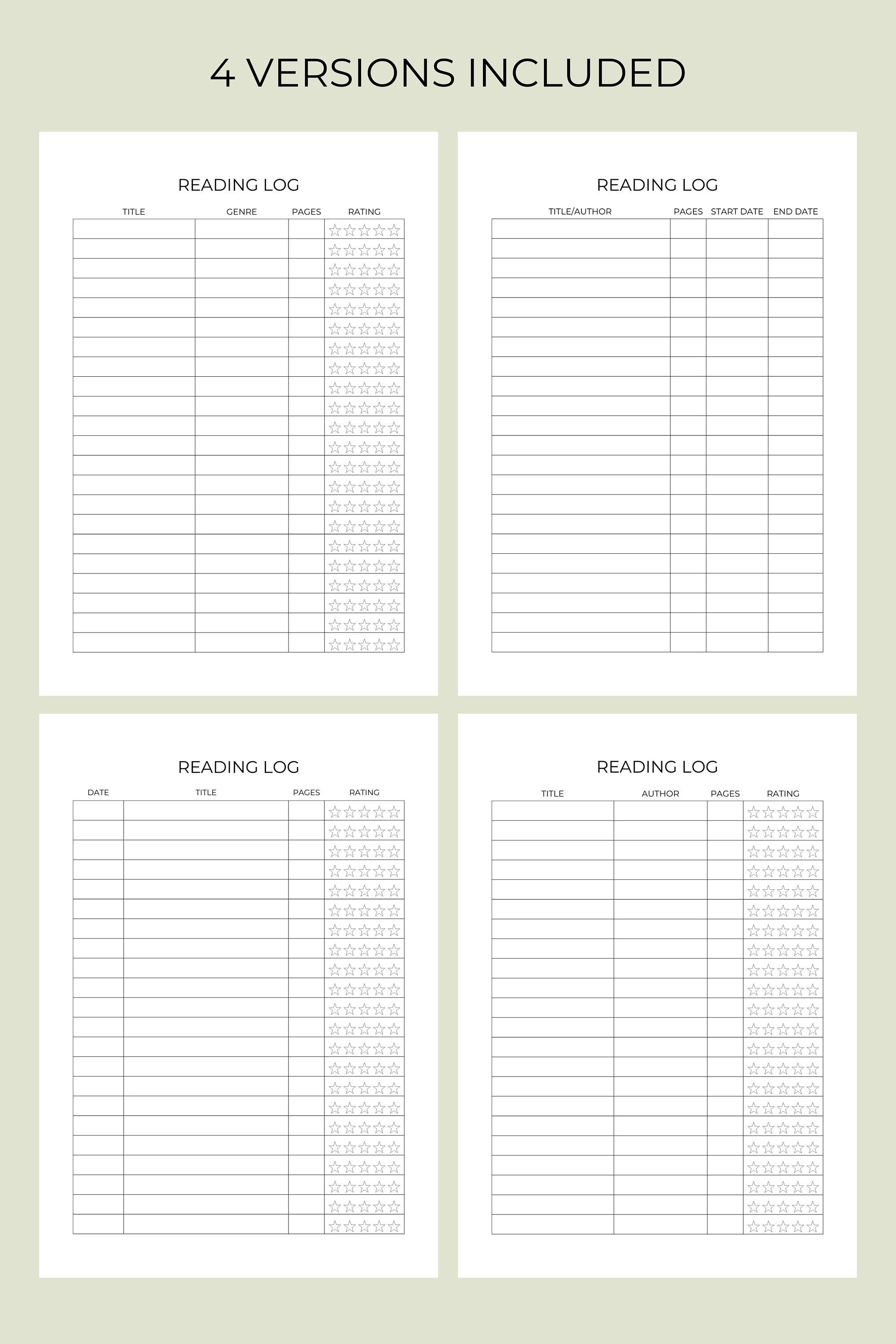 Reading Tracker Printable, Book Wishlist, Book Log, A4/a5/letter/half ...