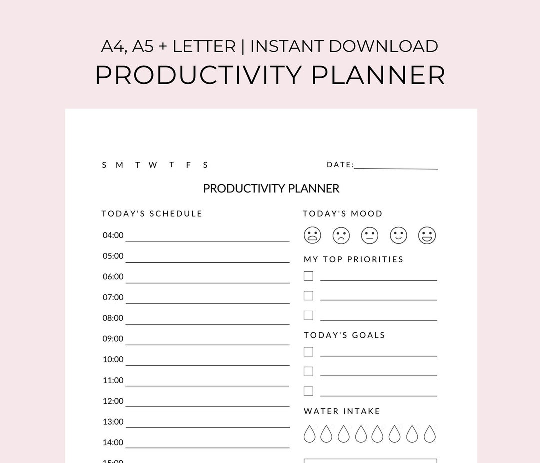 Daily Planner Printable Productivity Planner Letter/a4/a5 Size - Etsy