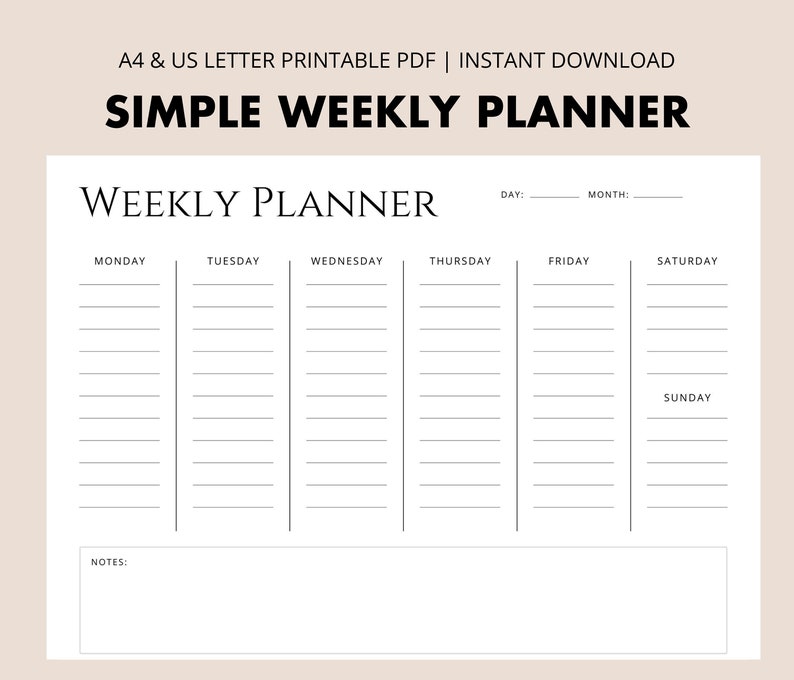 Weekly Planner Printable | to Do List | Weekly Schedule | Instant ...