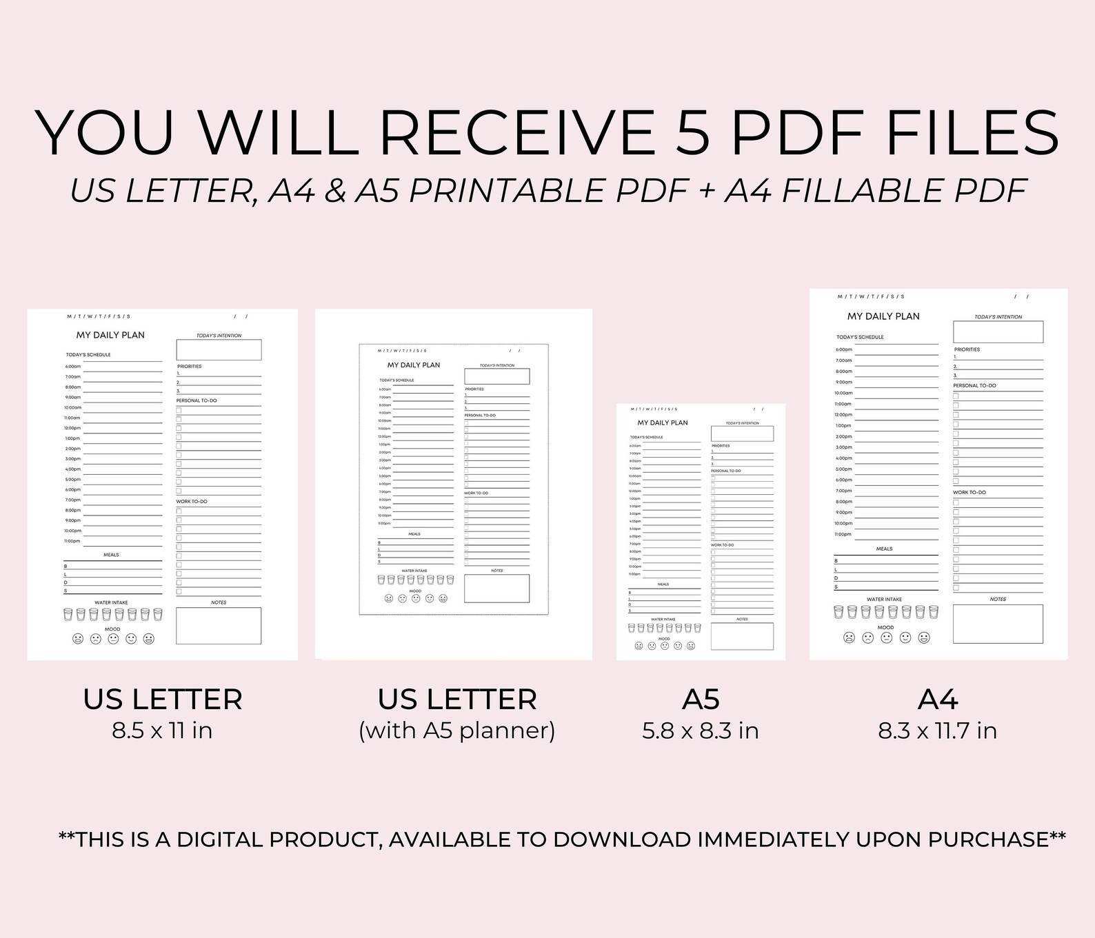 ADHD Daily Planner Printable to Do List, Minimal Planner, Military Time ...