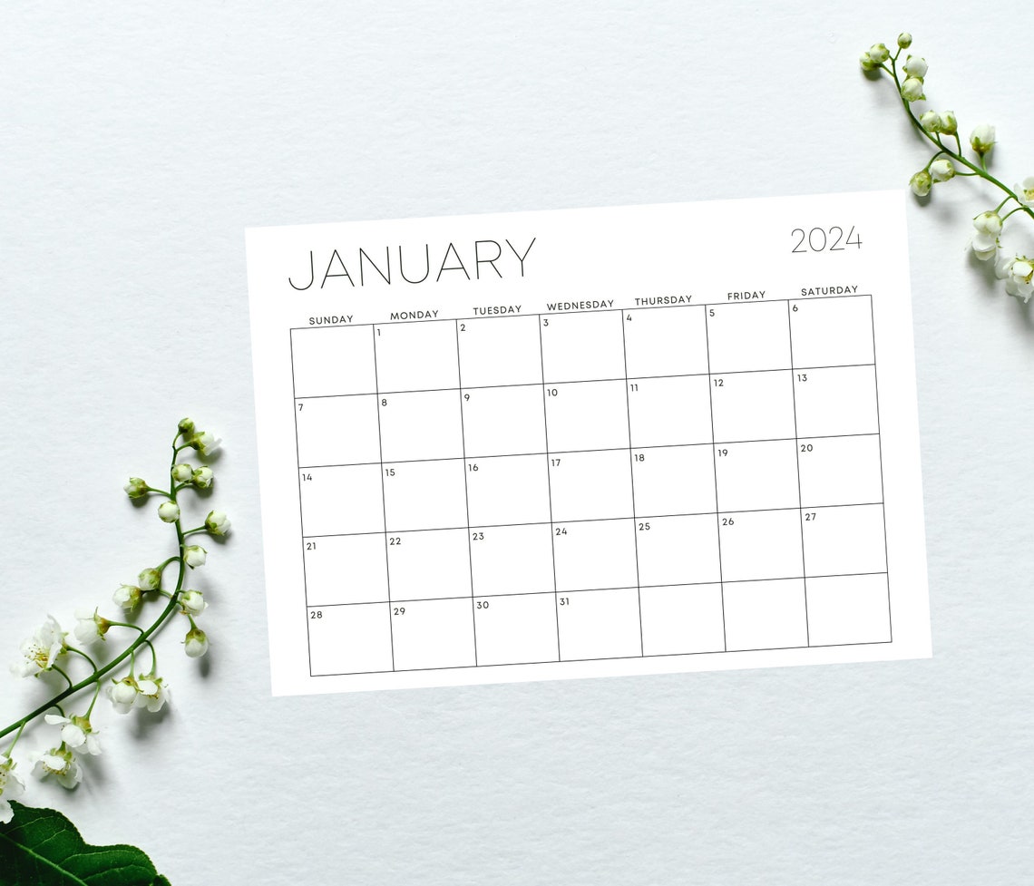 2024 Monthly Calendar Printable, A4/a5/a3/letter, Sunday & Monday Start ...
