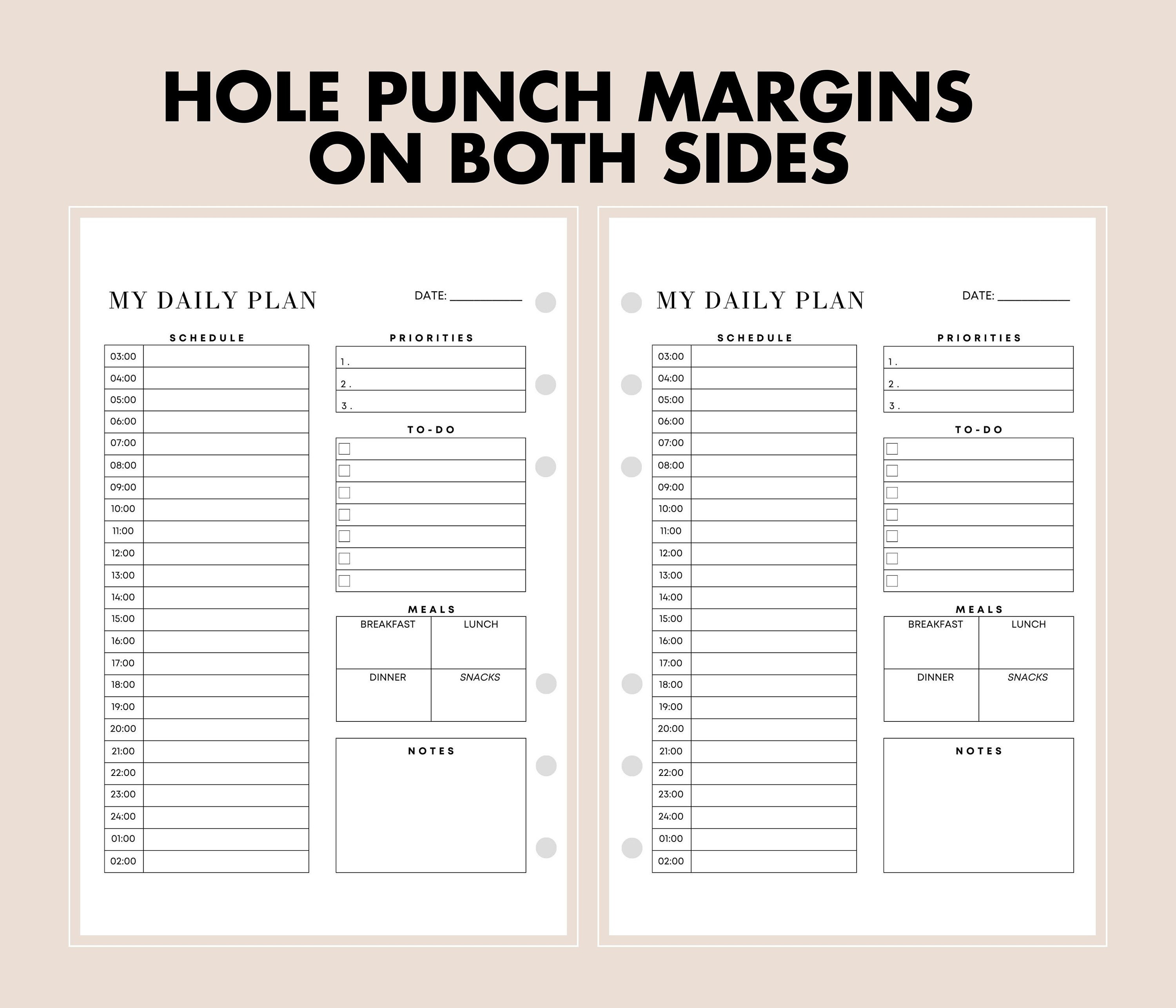 ADHD Daily Planner Printable, to Do List, Minimalist, Military Time ...