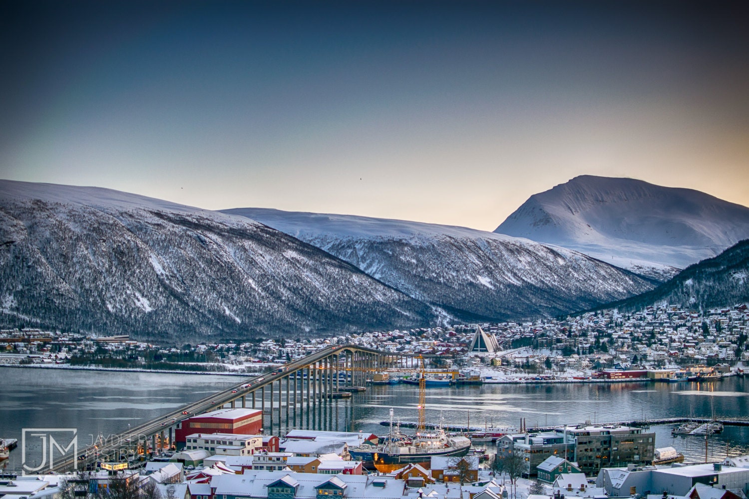 Ariel view of Tromso Artwork Norway Travel Postcard Snow | Etsy
