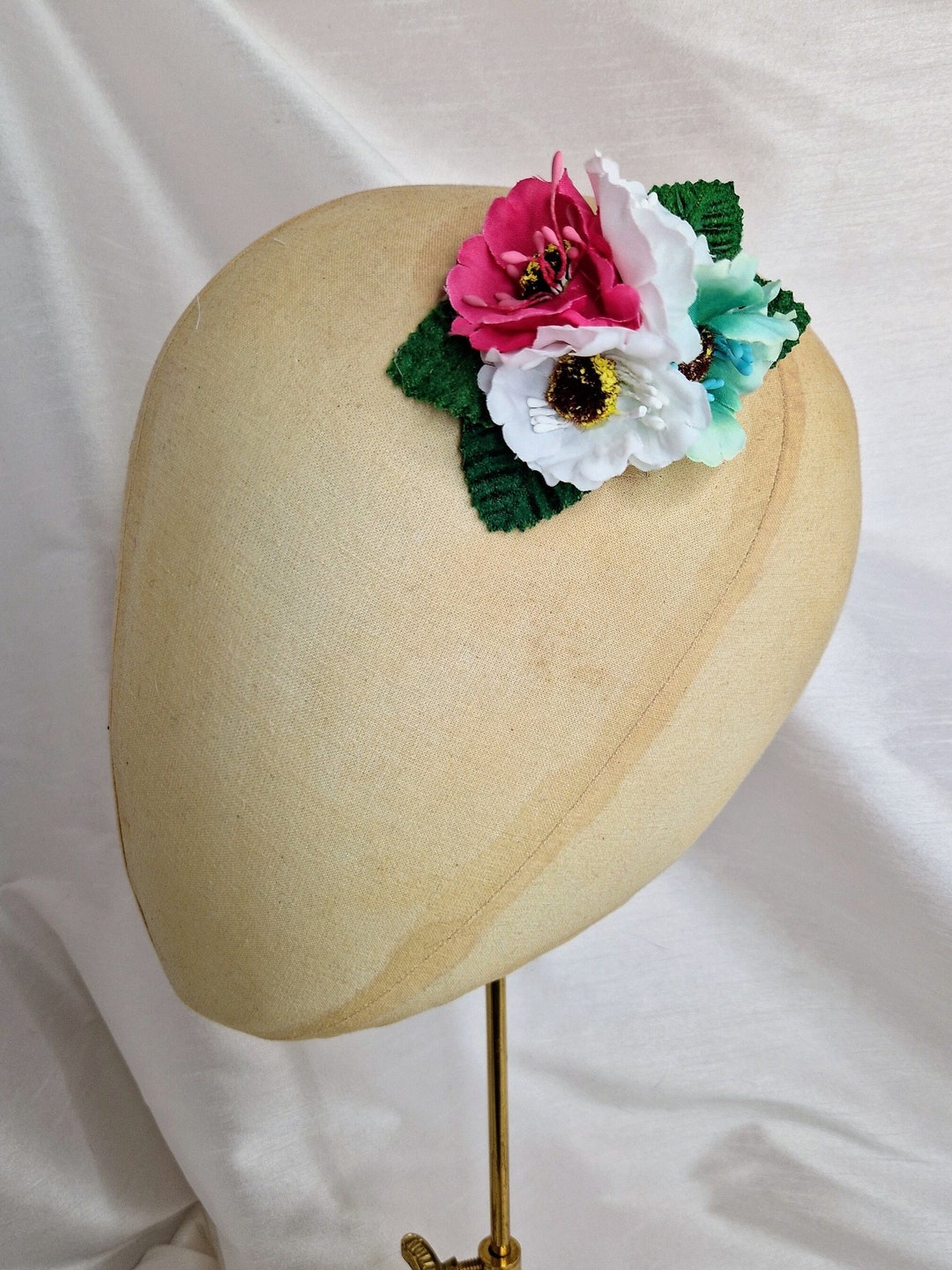 Pink White Mint Flower Clip/small Hair Flower/pin up Curl/vintage Hair ...