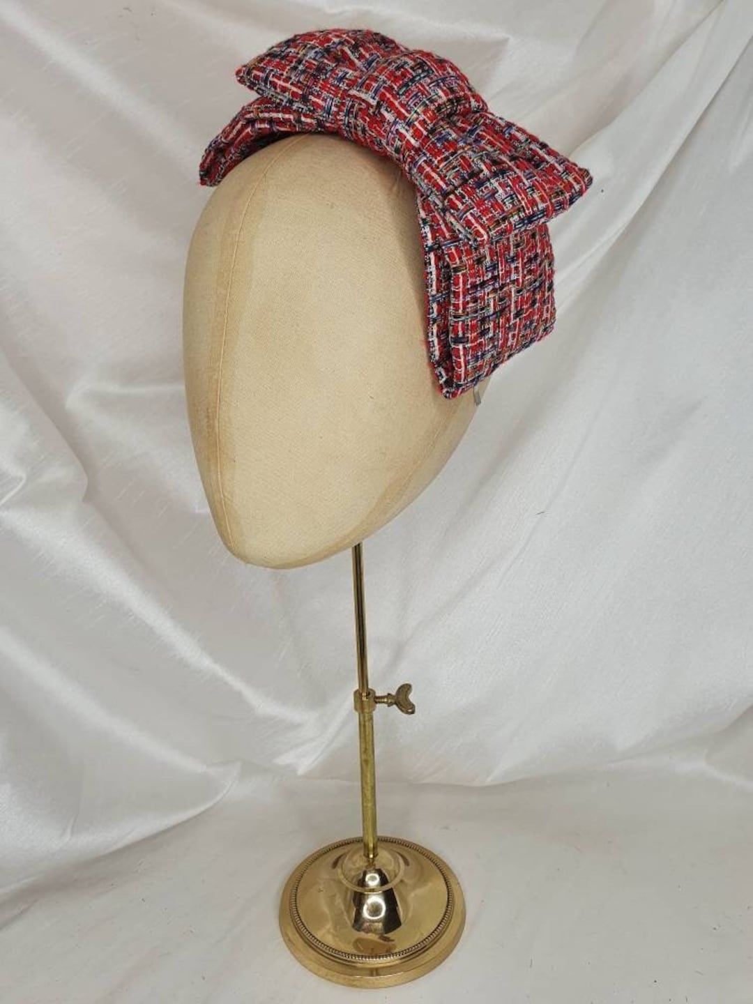 Red Tweed Bow Fascinator: Handmade 50s 60s Style Hair Accessory - Etsy