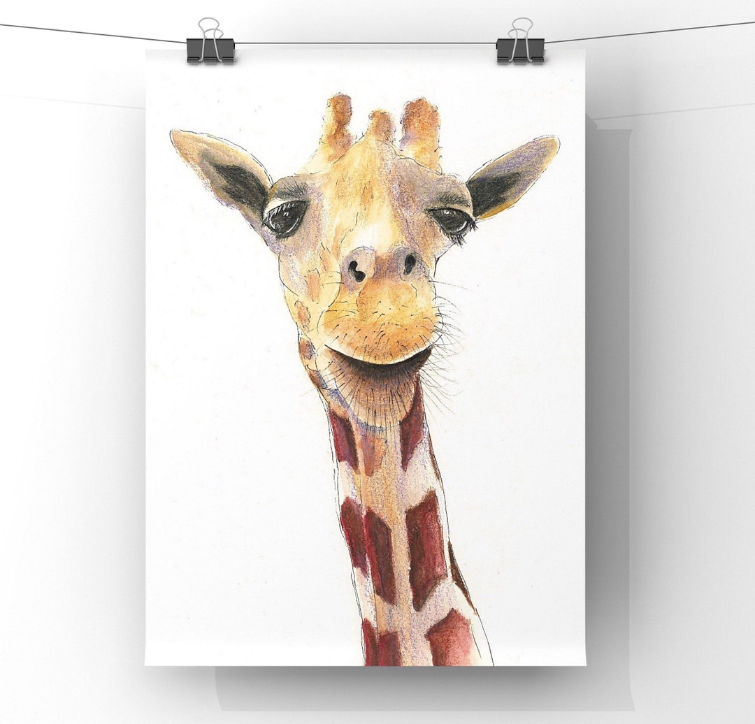 Giraffe Print or Greeting/note Cards / Print of Original Pen, Ink and ...